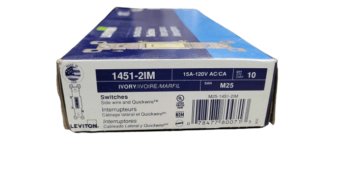 10-PACK Leviton 15-Amp Single Pole Switch in Ivory – 1451-2IM – Garland ...