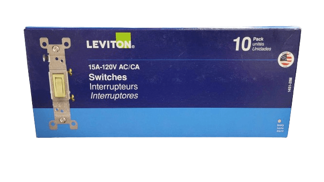 10-PACK Leviton 15-Amp Single Pole Switch in Ivory – 1451-2IM – Garland ...
