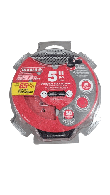 50 Disks - Diablo 5 in. 80-Grit Hook and Lock ROS Sanding Discs ...