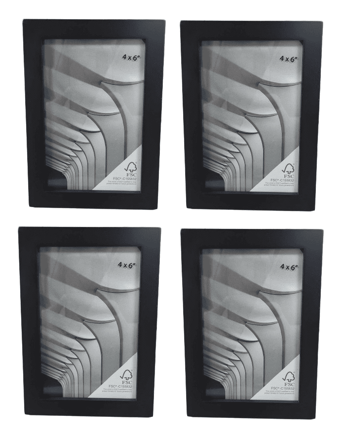 4-PACK Threshold™ 4" x 6" Thin Single Picture Frame Black