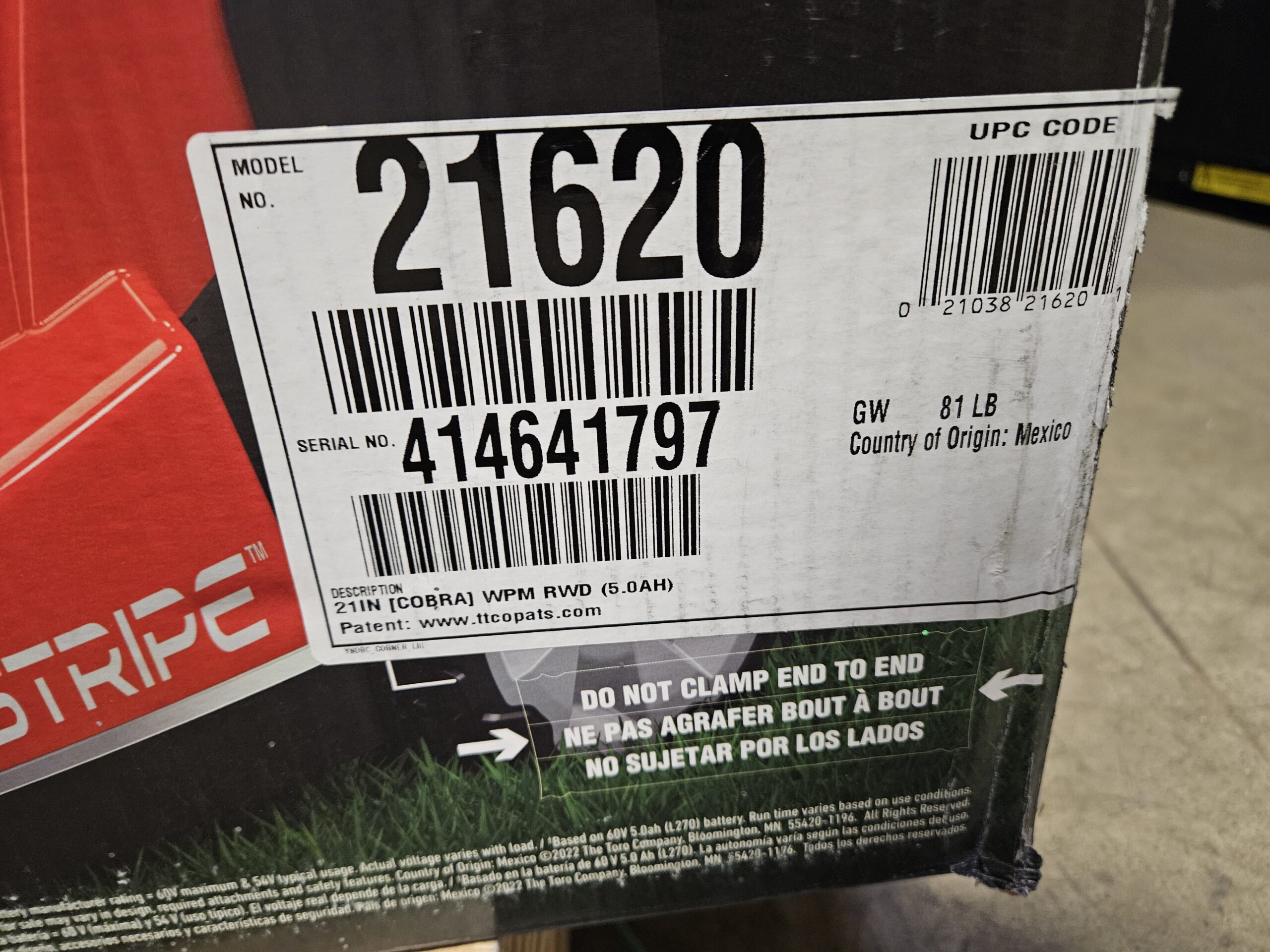 TORO 60V MAX 21 in. Stripe Self-Propelled Mower – 5.0Ah Battery/Charger ...