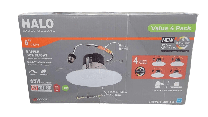 4-PACK HALO LT 5/6 in. LED Retrofit Module with Baffle Trim 5CCT ...