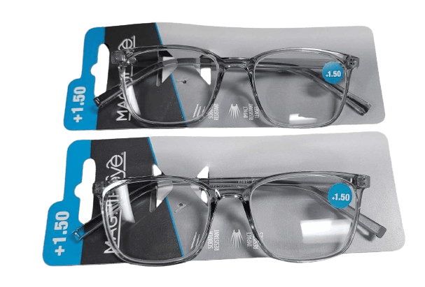 2-PACK Magnifeye Square Round Clear Frame +1.50 Reading Glasses ...