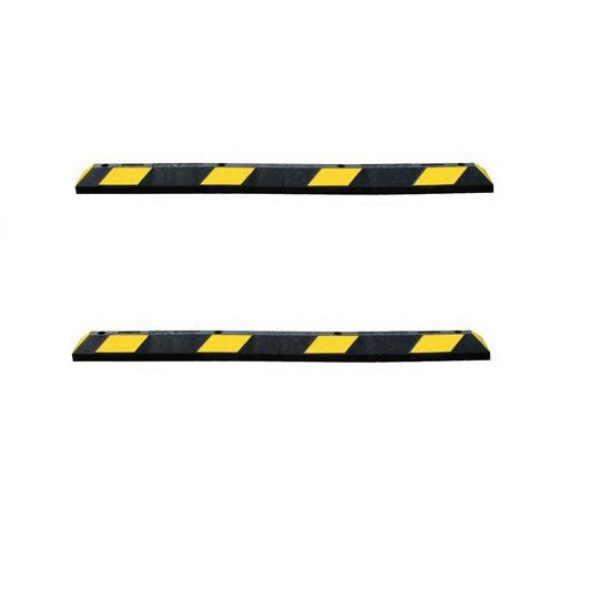 2-PACK 4ft x 4"H x 6"W Rubber Black / Yellow Parking Curb Parking Block ...