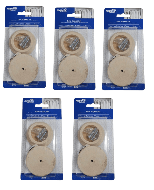 5-PACK National Hardware Closet Pole Socket Set For 1-3/8" N269-068 ...
