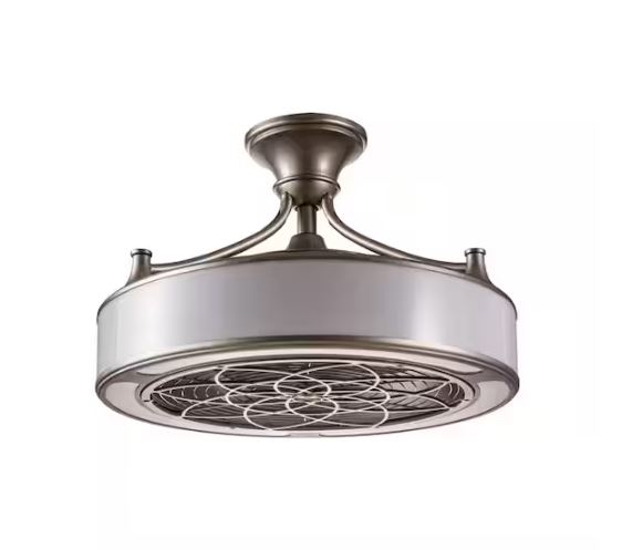 HDC Windara 22" LED Brushed Nickel Ceiling Fan with Light Kit and ...