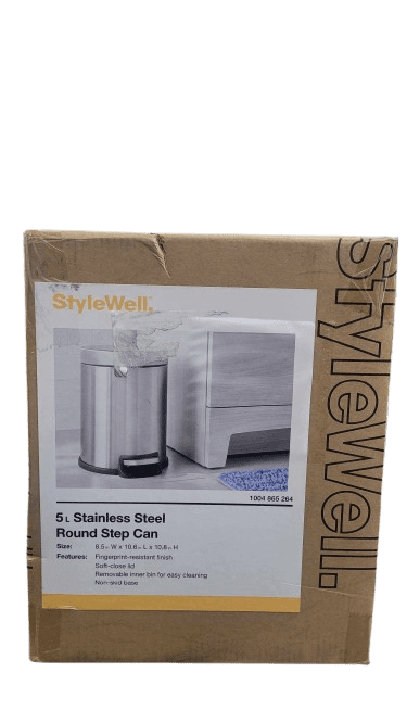 Stylewell 1.3 Gal. Stainless Steel Round Step-On Trash Can - Garland ...