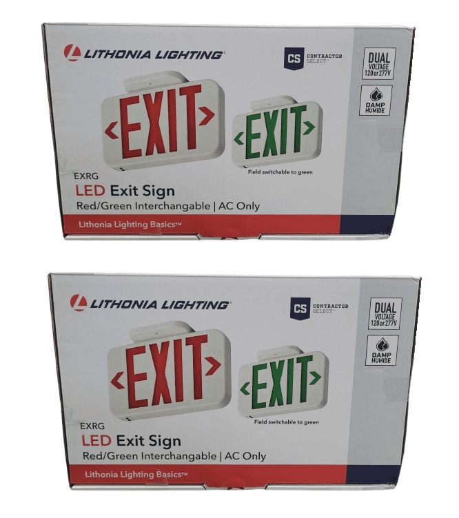 2-PACK Lithonia Lighting Contractor Select Integrated LED White Exit ...
