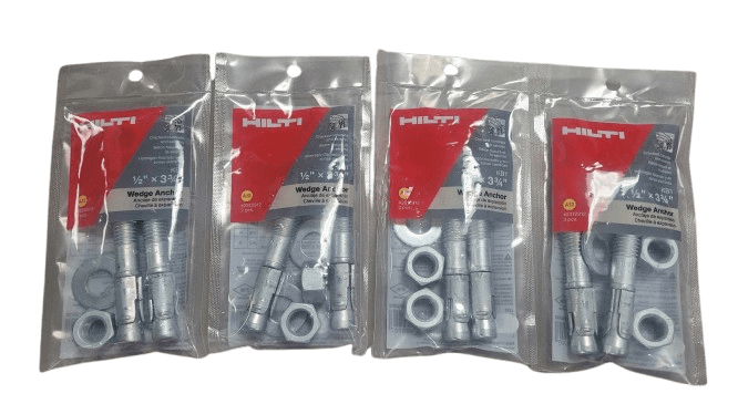 4-PACK Hilti 1/2" x 3-3/4" Kwik Bolt Long Thread Concrete Wedge Anchor ...
