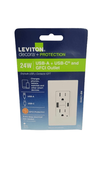 Leviton 15-Amp GFCI Combination 24-W Type A/C USB In-Wall Charger ...