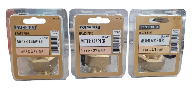 3-PACK Everbilt 1 in. FIP x 3/4 in. MIP Brass Meter Spud Fitting ...
