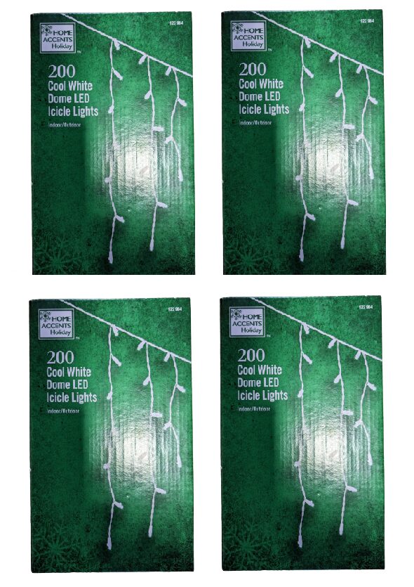 4-PACK Home Accents Holiday 17.5 ft. 200-Light Cool White Dome LED ...