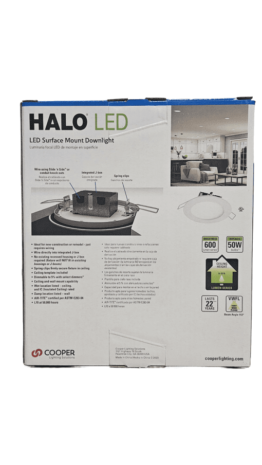 6-PACK Halo Mount Downlight 4" White 10W 600 Lumen LED Surface Mount ...