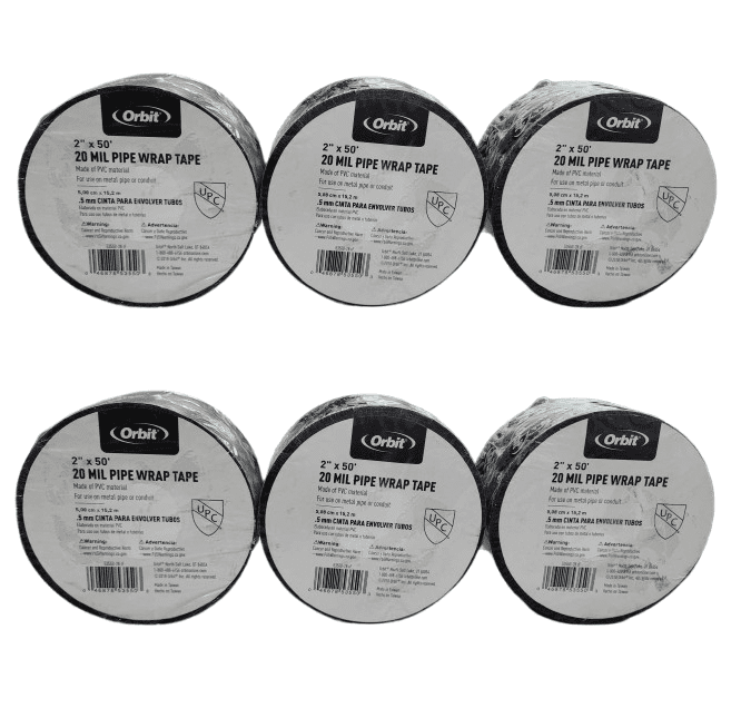 6-PACK Orbit 2 in. x 50 ft. 20 Mil Pipe Wrap Duct Tape - Garland Home ...