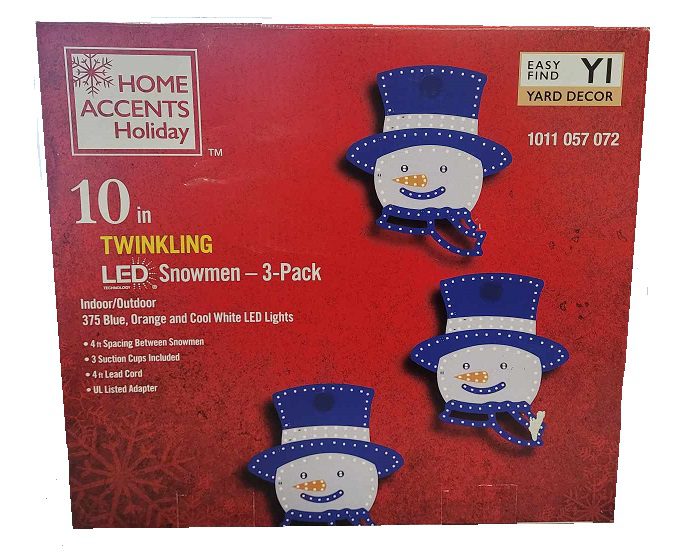 Home Accents Holiday 10 in. Twinkling LED Snowmans (3-Pack) - Garland ...
