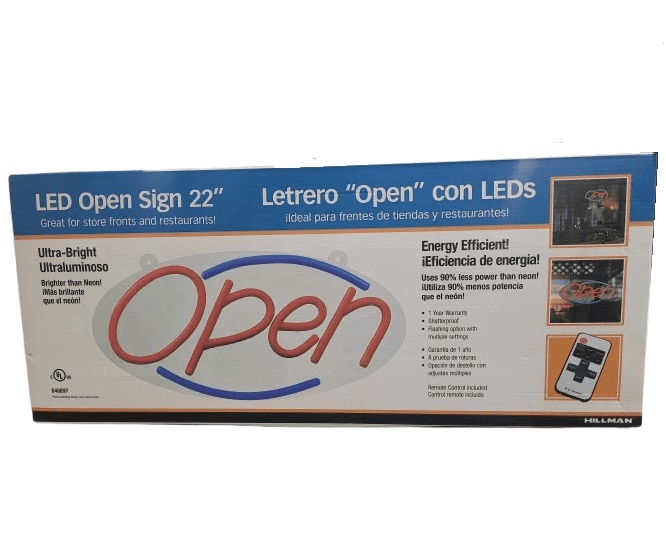 Hillman 5028846 Plastic Indoor & Outdoor LED Lighted Open Sign ...