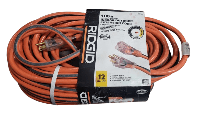 Ridgid 100 ft. 12/3 Heavy Duty Indoor/Outdoor Extension Cord with ...