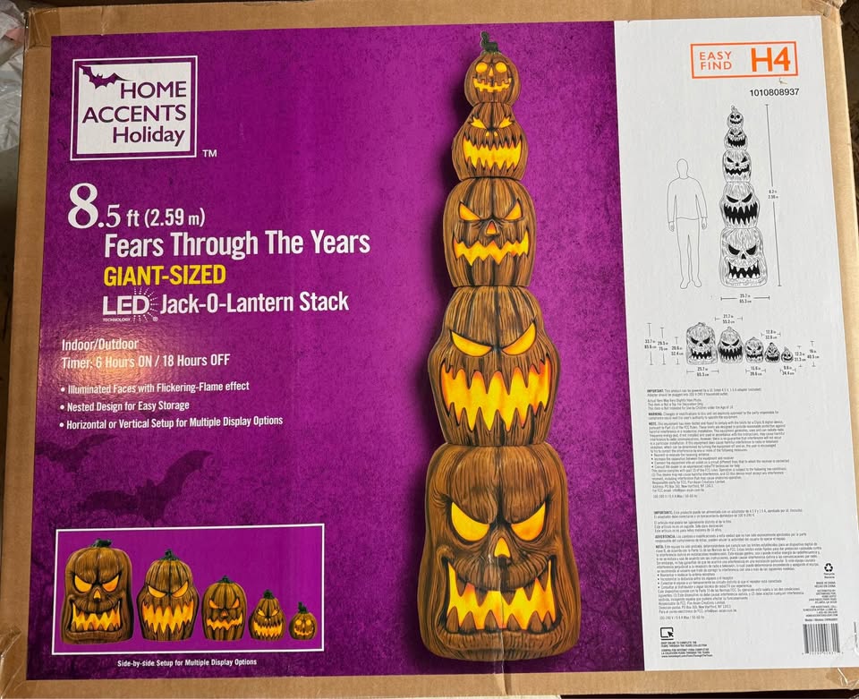 HAH 8.5ft Giant-Sized Halloween Jack-O-Lanterns Stack