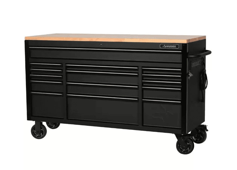 Husky 61 in. Heavy Duty 15-Drawer Mobile Tool Chest in Black