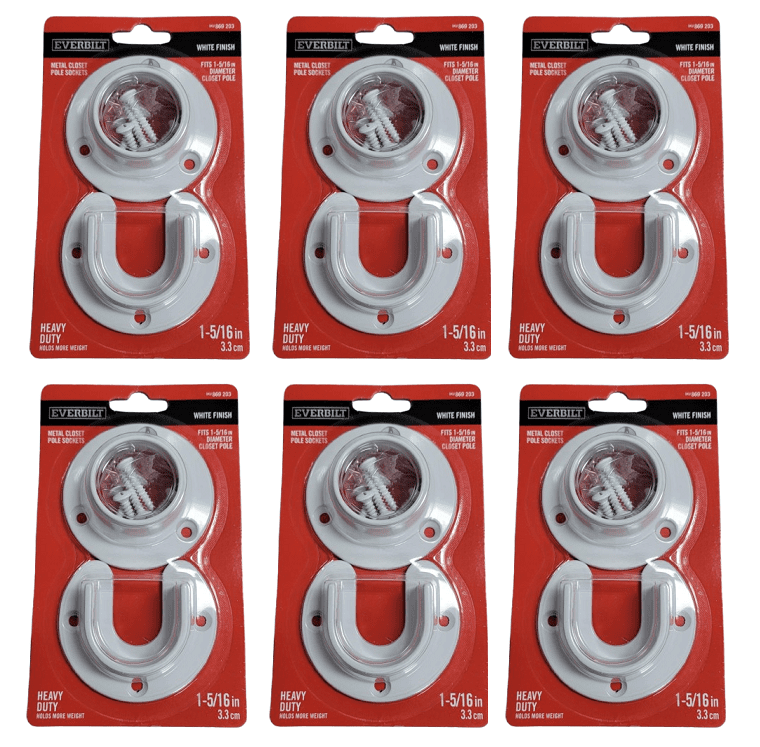 6-PACK Everbilt 1-5/16 in. Heavy-Duty White Pole Sockets