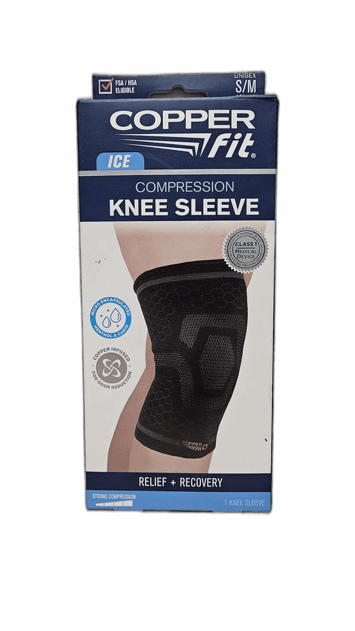 Copper Fit ICE Knee Sleeve Infused with Cooling Action & Menthol S/M ...