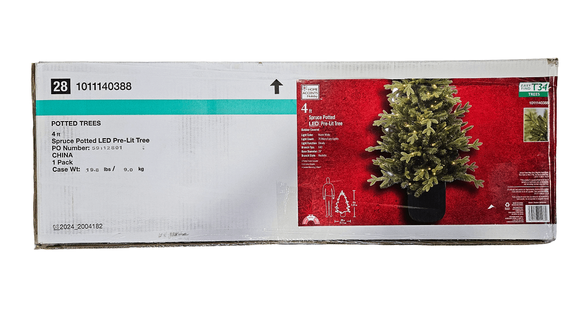 Home Accents Holiday 4 ft. Pre-Lit LED Potted Spruce Artificial ...