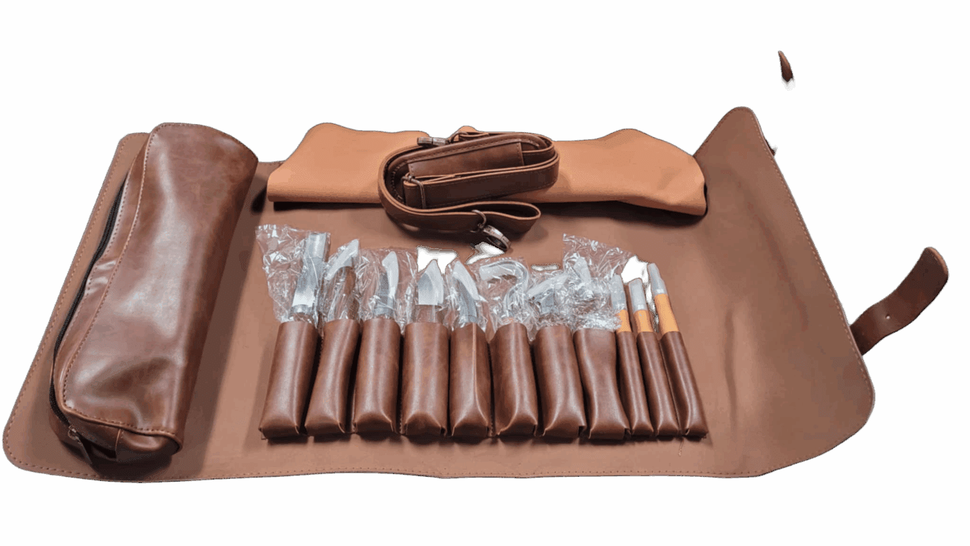 15-Piece Leather Working Set with Carrying Case and Strap