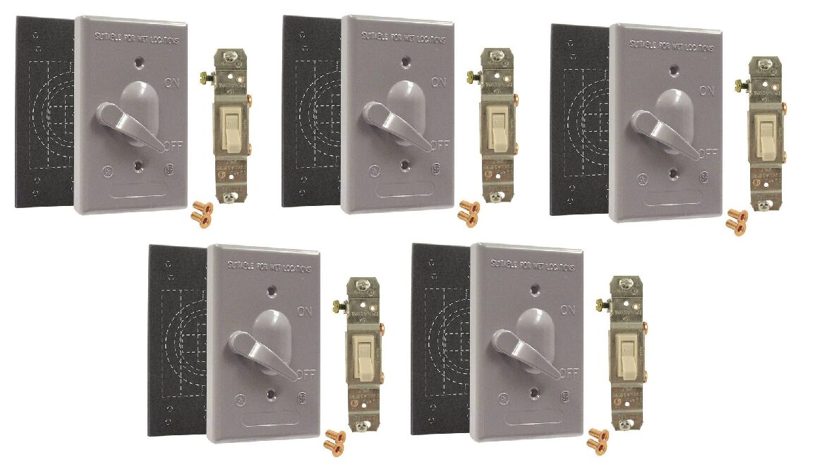 5-PACK BELL 1Gang Gray Weatherproof Switch Cover Assembly